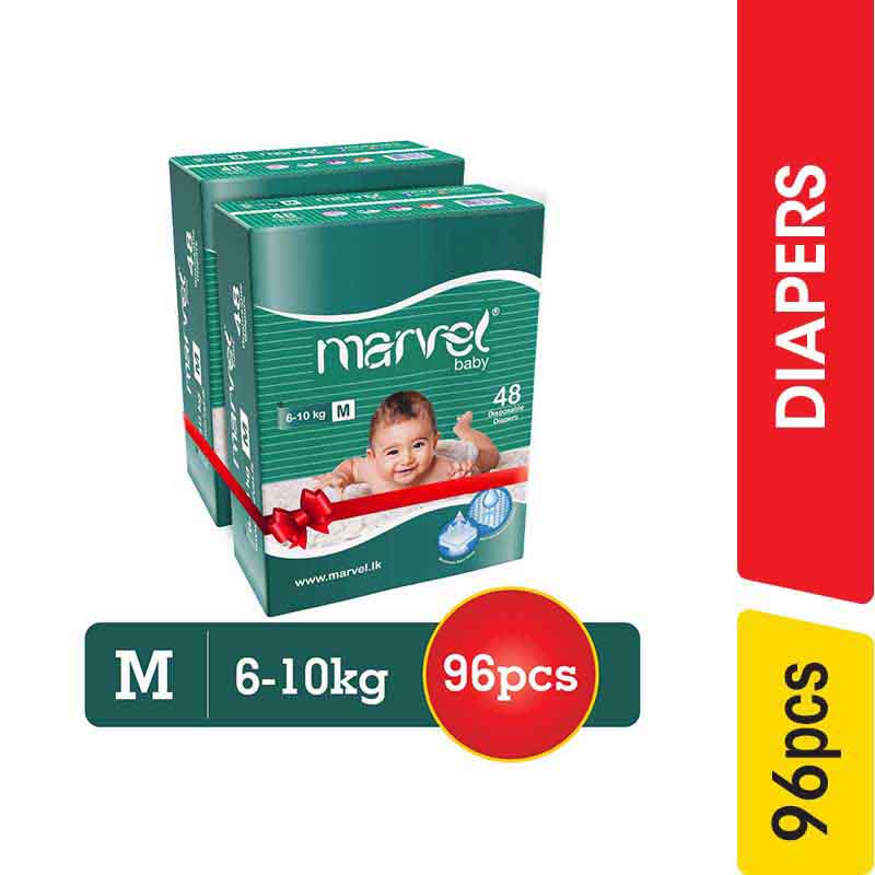 Marvel Baby Diapers, Medium - 96.00 pcs – Aus Lanka Delivery
